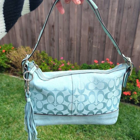 Coach | Bags | Coach Y2k Soho East West Icey Blue Signature C Canvas Suede Shoulder Bag 9363 ...